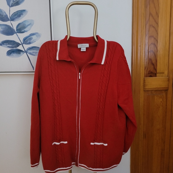 Allison Daley | Sweaters | Red And White Cardigan | Poshmark